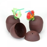 Coconut Cups, Plastic Coconut Cups with Lids and Straws for Hawaiian ...