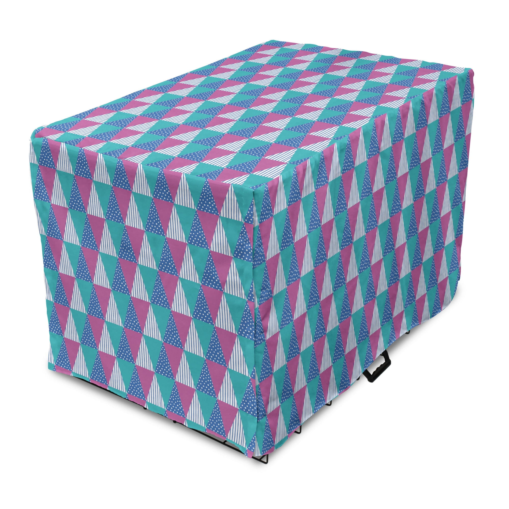 Abstract Dog Crate Cover, Continuous Triangles Polka Dot and Stripes ...