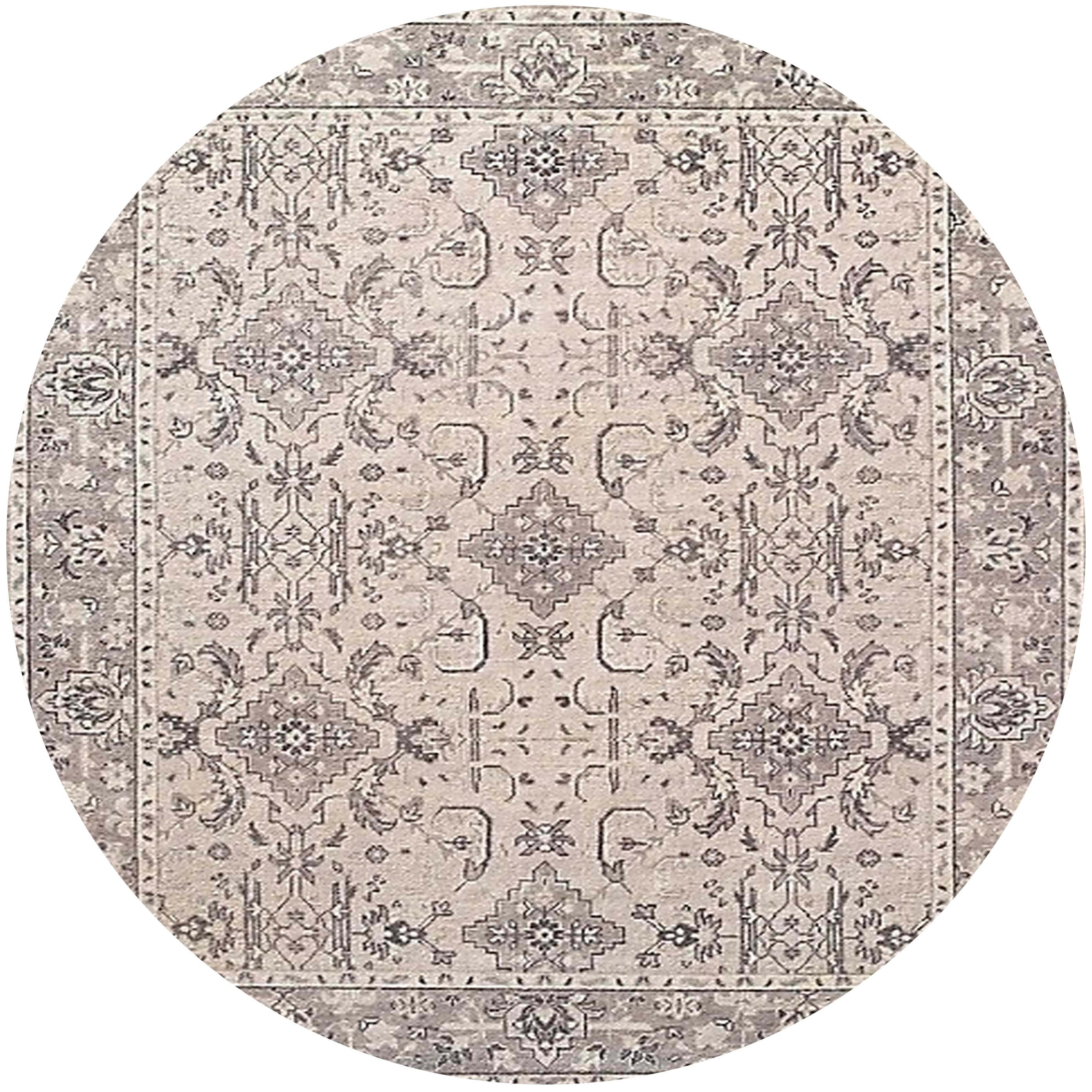 Ahgly Company Indoor Round Mid-Century Modern Rose Purple Oriental Area ...