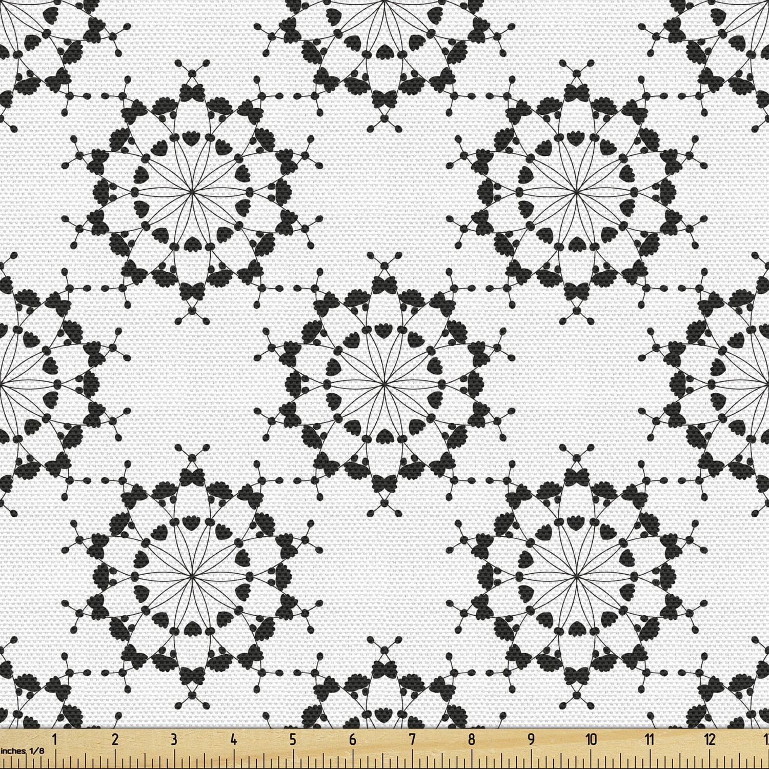 Abstract Fabric by the Yard, Repetitive Symmetry Reflection Like Motifs ...