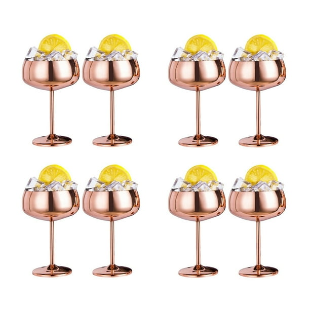 Copper Coupe Champagne Glasses Set Of 8 Stainless Steel Vintage Martini ...
