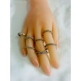 Time and Tru 7 Pack Rings with Stones, Variety of Styles and Textures ...
