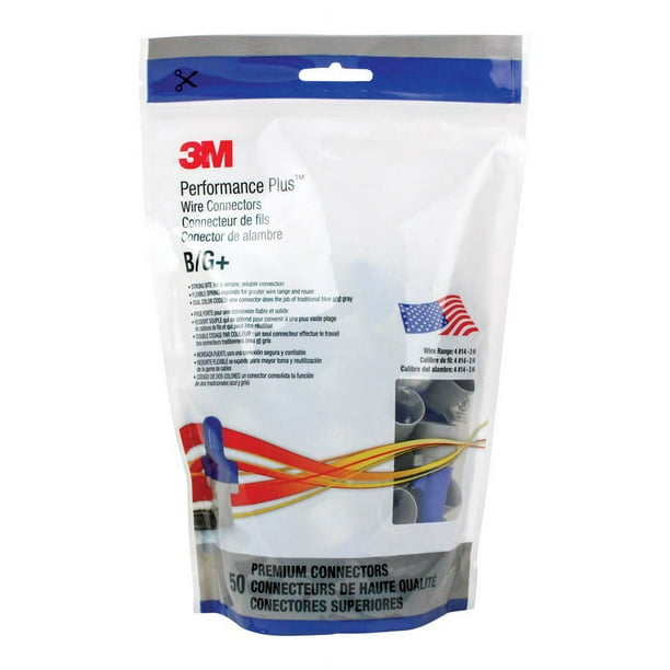 3M Performance Plus Wire Connector, Flexible Steel Spring Connectors, 14-6 AWG, Blue and Gray ...