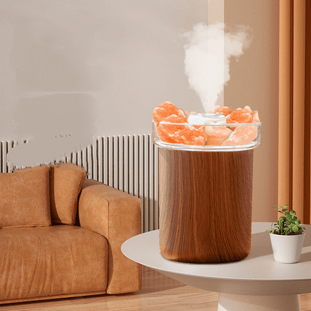 Wood Grain Crystal Salt Stone Humidifier, Negative Ion Air Purifying ...