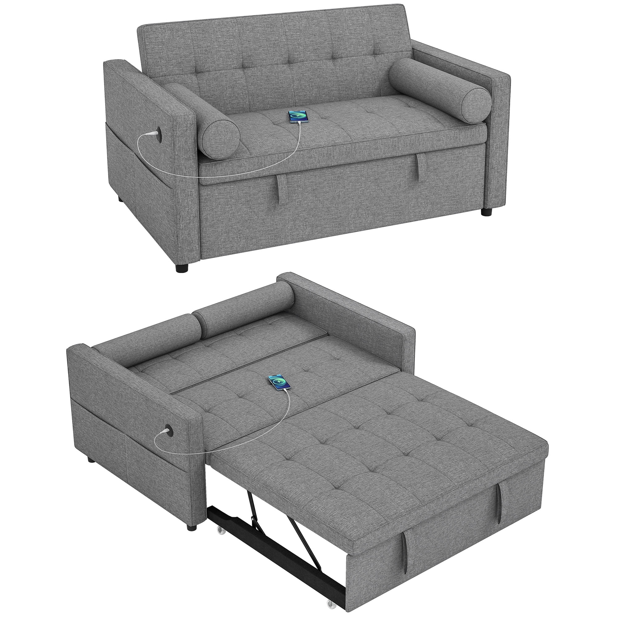 Click here for Homcom Sofa Bed  Pull Out Sleeper Couch With Usb‑a... prices