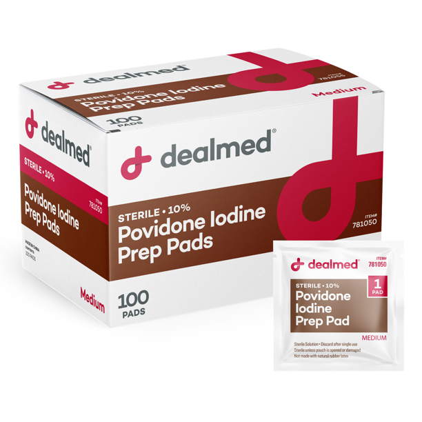 Dealmed Povidone Iodine Prep Pad 10% - Individually Sealed Packets ...