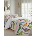 4 Piece Duvet Cover Set Full, Cute Green Blue Pink Orange Dogs Soft ...