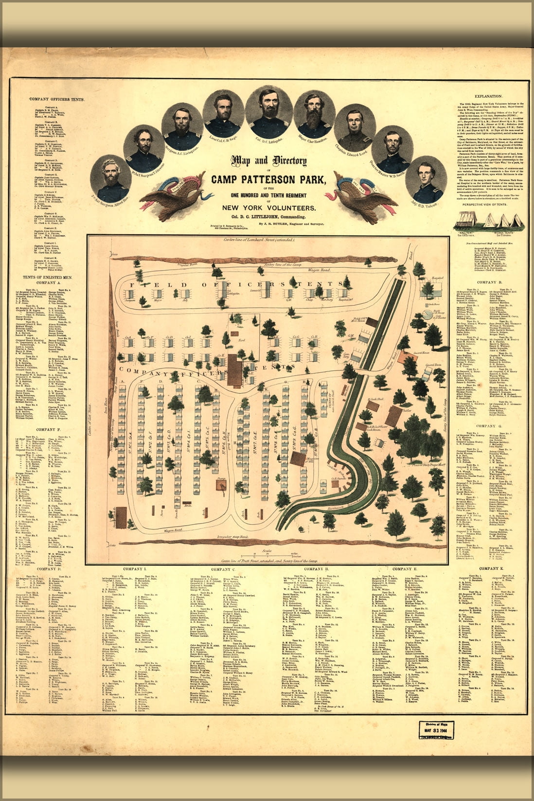 24"x36" Gallery Poster, Map of Camp Patterson Park Baltimore Maryland ...