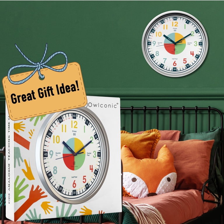 Owlconic Telling Time Teaching Clock For Kids Wall Clock Analog Clock
