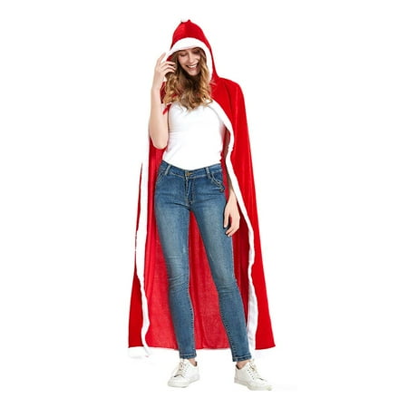59 INCH Women's Christmas Cloak, Gawertoy Mrs Santa Claus Cloak ...
