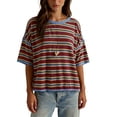 APEXFWDT Striped T Shirts Women Color Block Short Sleeve Tees Summer ...