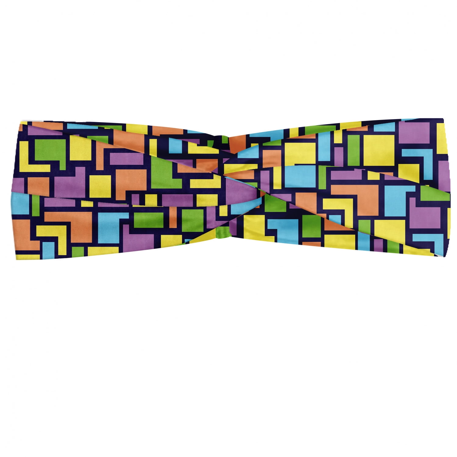Geometric Headband, Colorful Composition with Angled Stripes and ...
