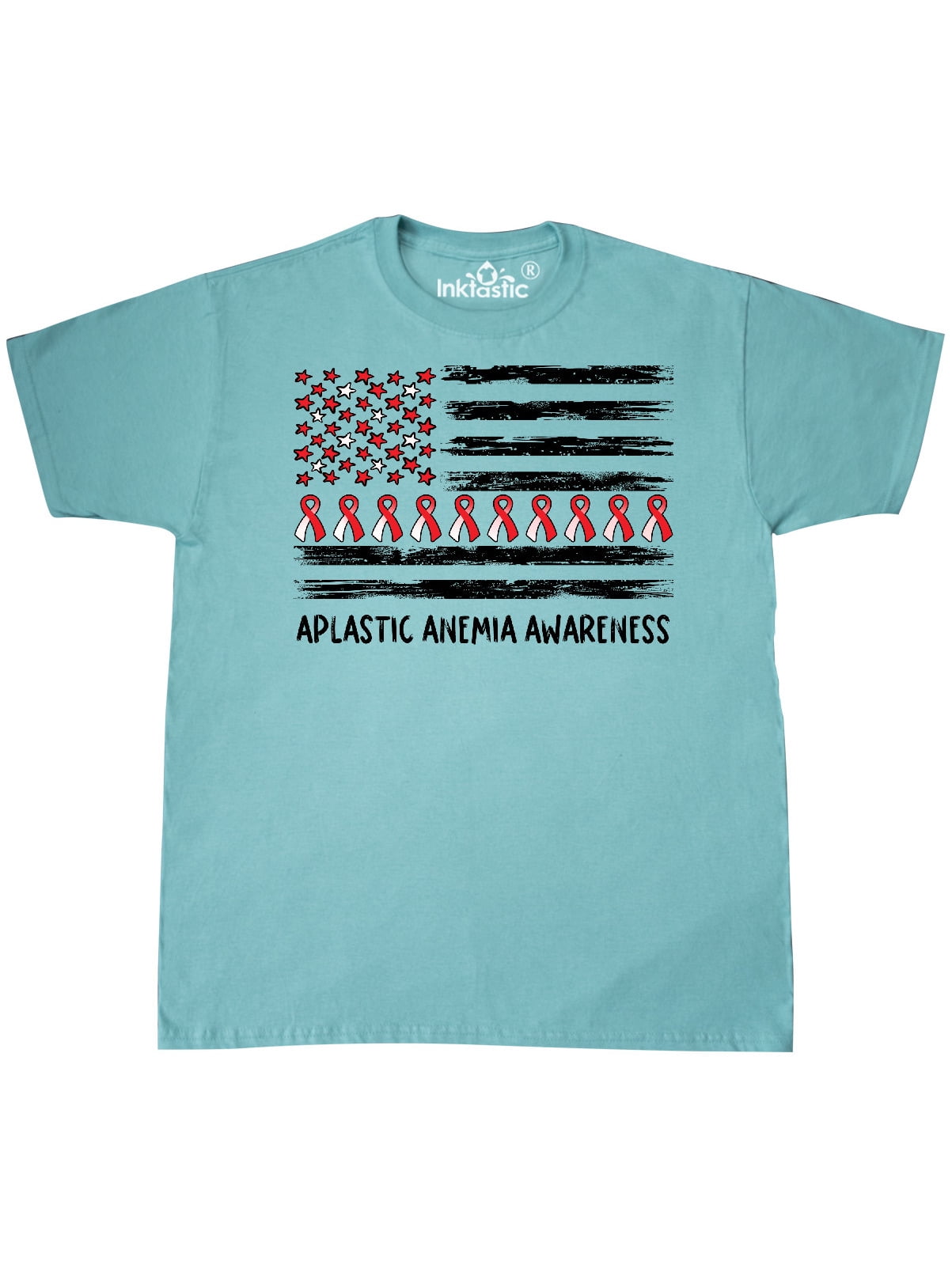 Inktastic Aplastic Anemia Awareness Red and White Ribbons and Flag T ...
