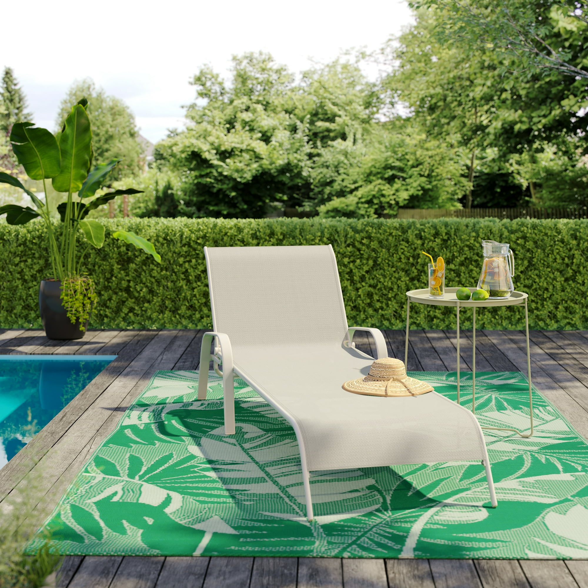 Click here for Mainstays Patio Steel Stacking Outdoor Lounger  Gr... prices