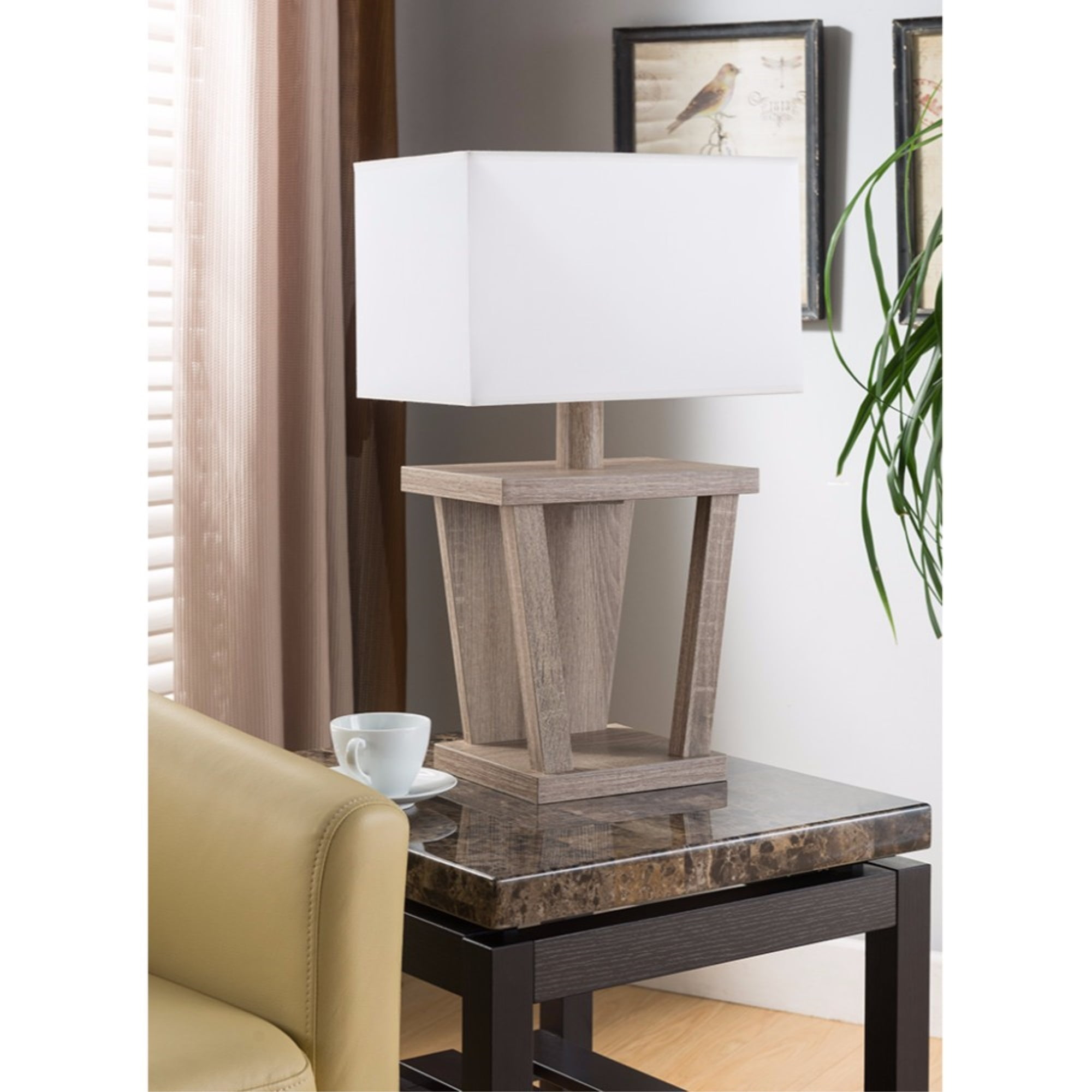 Captivating Table Lamp With Contemporary Base, Light Brown - Walmart.com