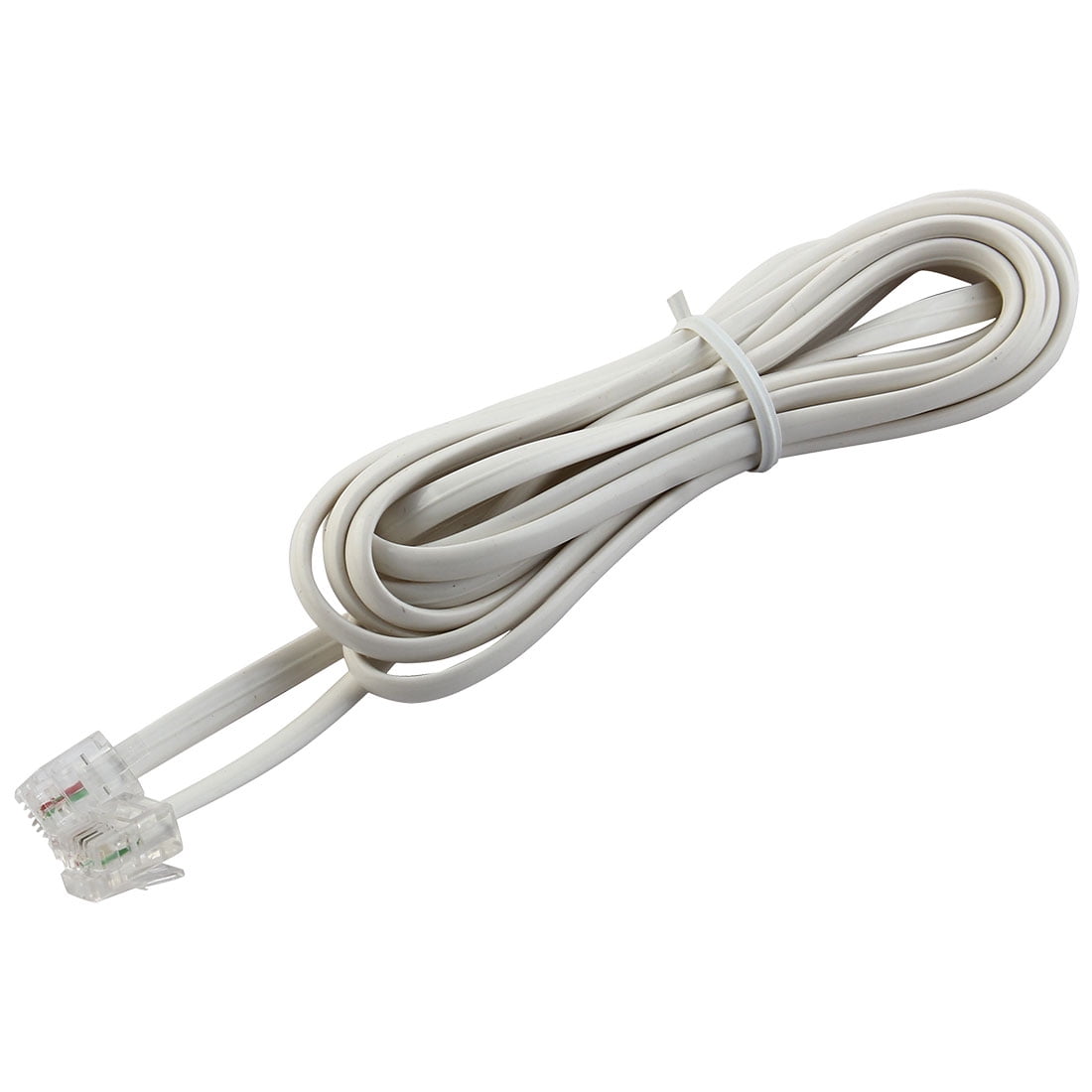White RJ11 Telephone Cable Line Cord Connector 1.46m Length 4.8ft ...