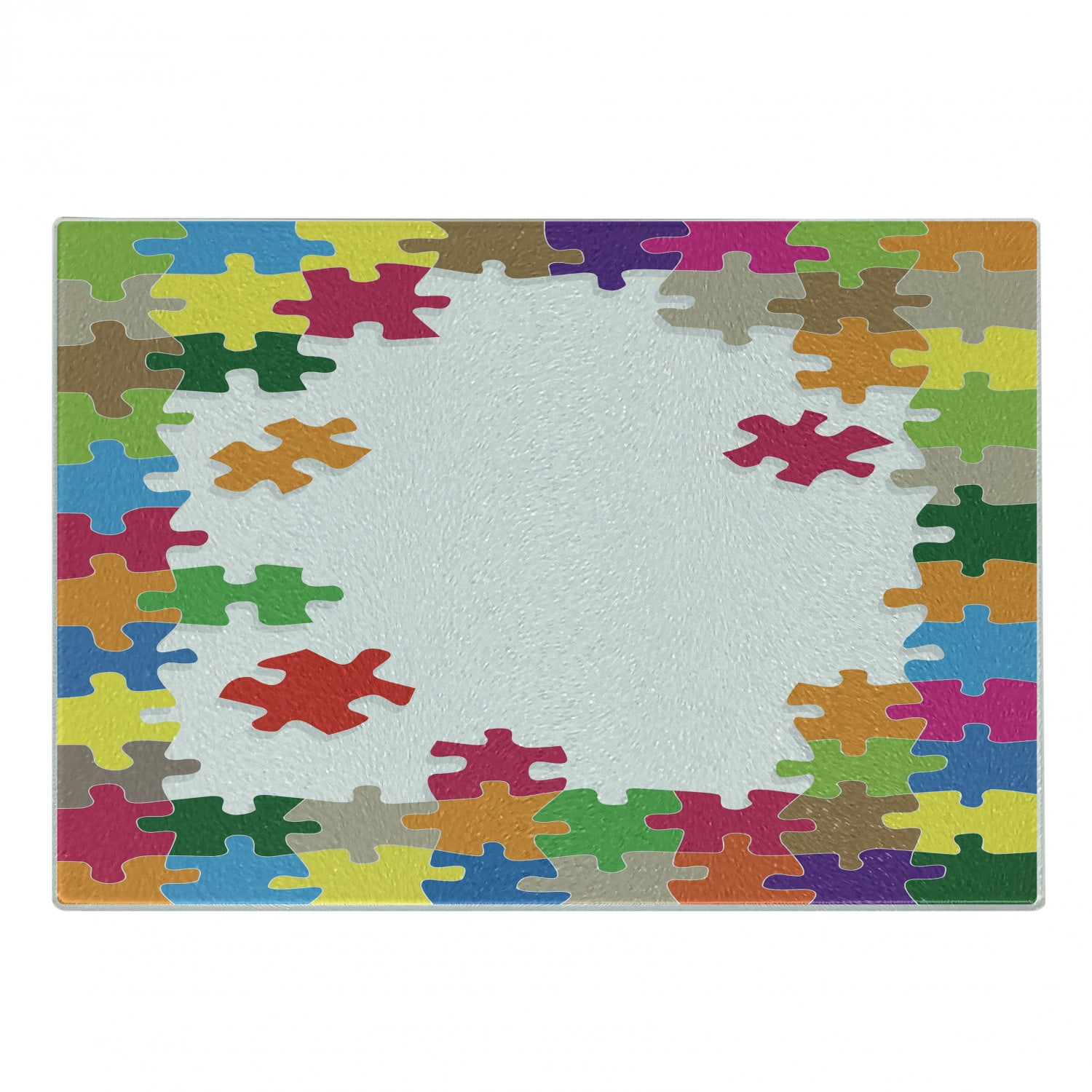 Board Game Cutting Board, Colorful Jigsaw Puzzle Theme Geometric Shapes ...