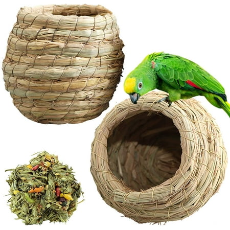 P5HAO Birdcages Straw Bird Nests Natural Grass?Woven Birdhouse Resting ...
