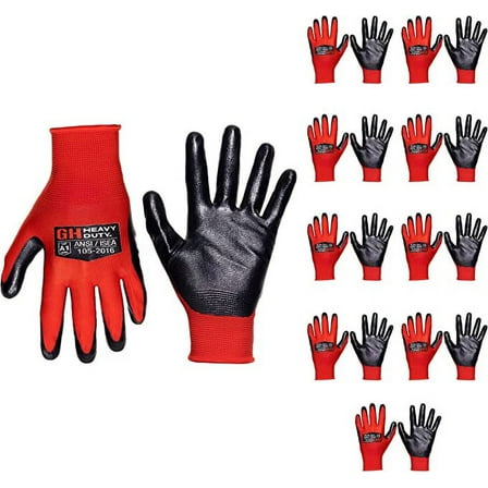 GH Heavy Duty Nitrile Work Gloves, Reusable Cut Resistant Gloves, 10 ...
