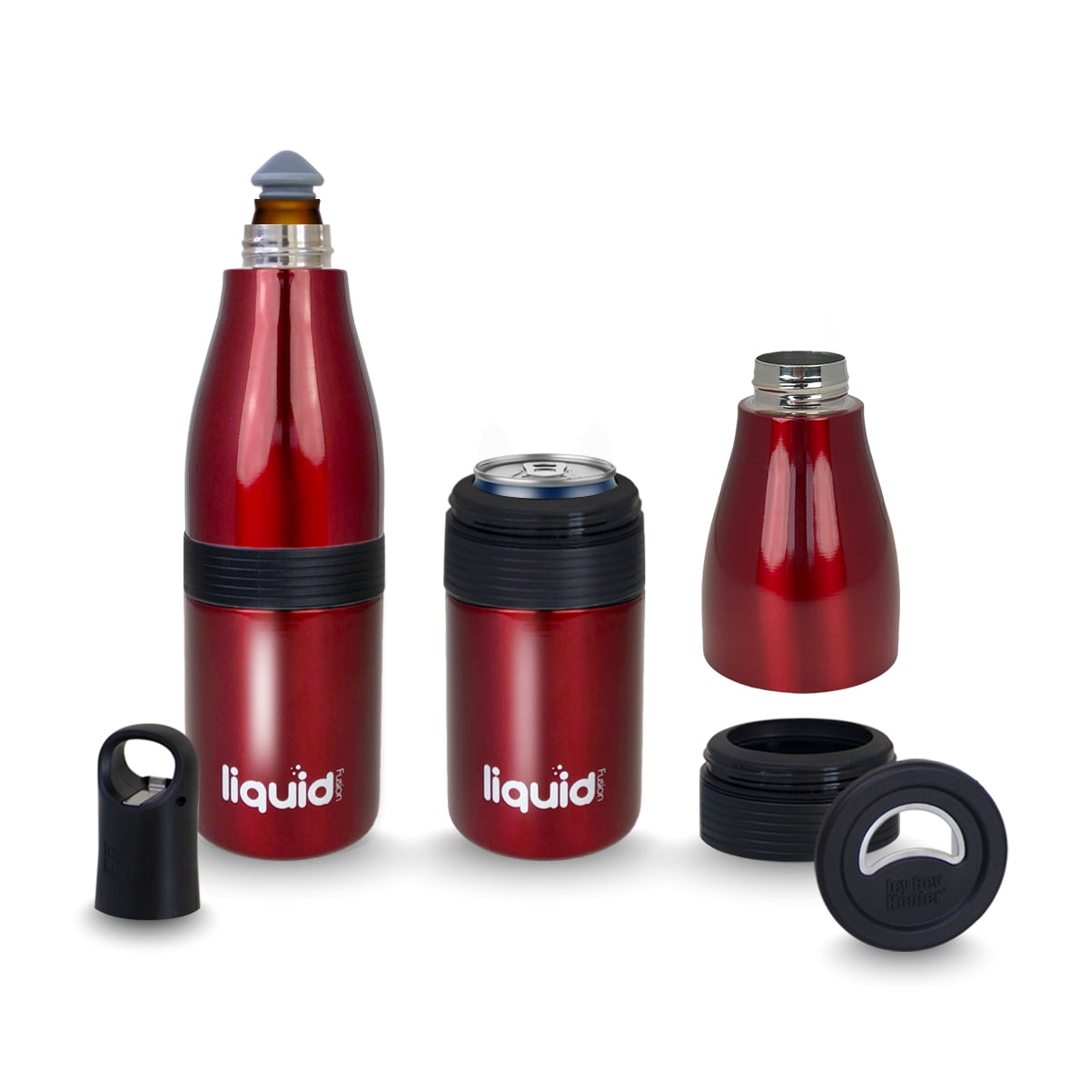 Grand Fusion Red 3 In 1 Insulated Stainless Steel Vacuum Sealed Beer ...