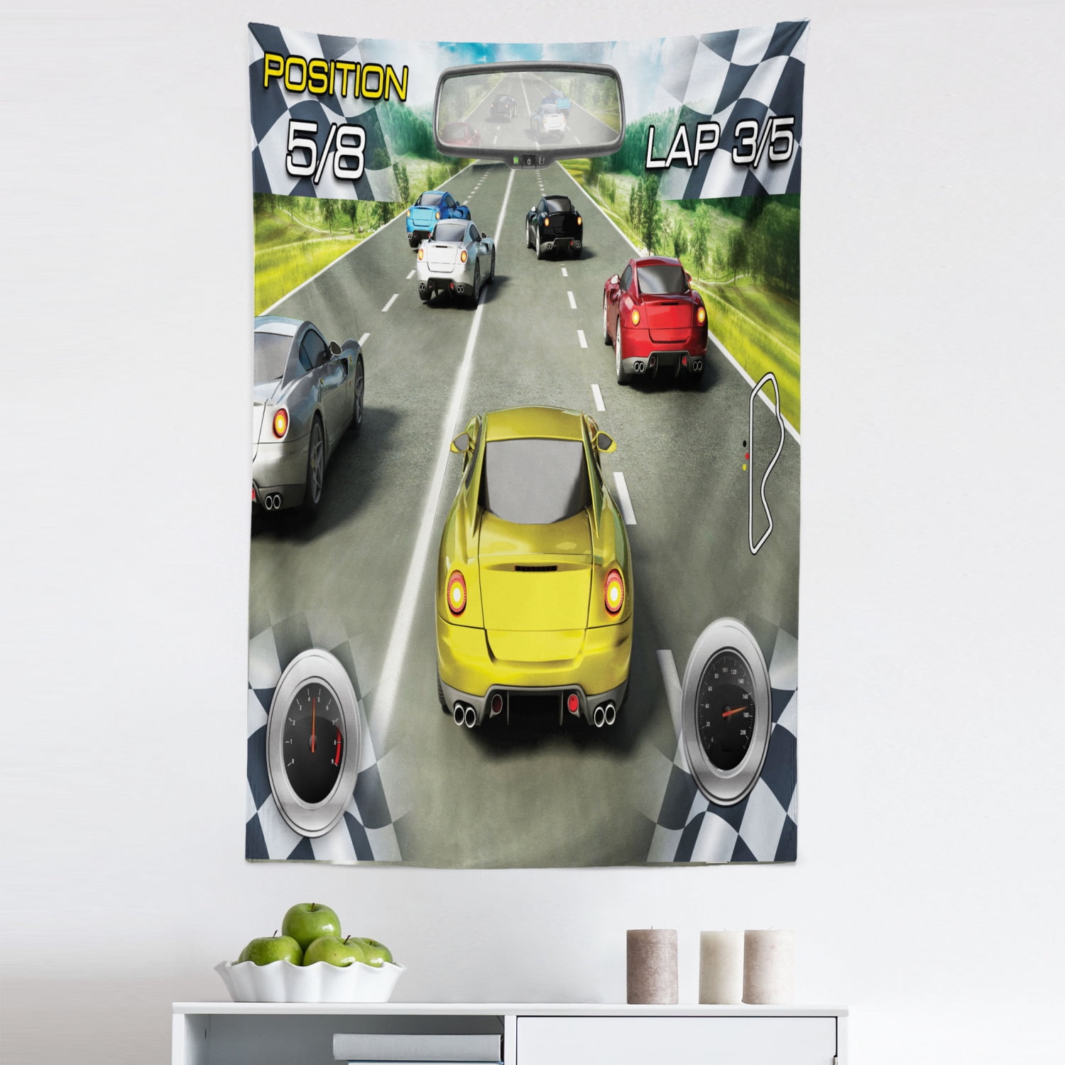 Video Game Tapestry, Car Racing Speedyspired Illustration Need for ...