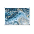 Blue Gradient Marble Sun Shade Sail 8'X10' Abstract Gold Ombre Wave ...