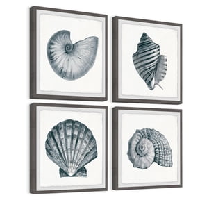 Sea Shells Quadriptych Panels - Nautical Watercolor Prints - Walmart.com
