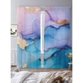 Blue and Purple Gradient Water Ripples Chiffon Sheer Curtains 84 Inches ...