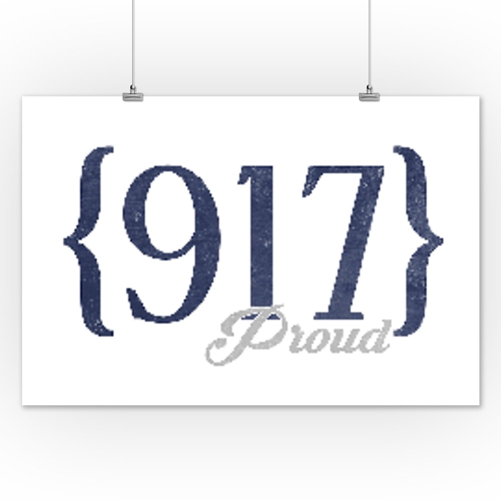 New York, New York - 917 Area Code (Blue) - Lantern Press Artwork ...