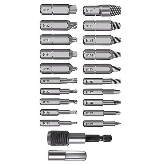 12 Piece Easy Out Small to Large Screw Extractor Kit Set Easy Out Screw ...