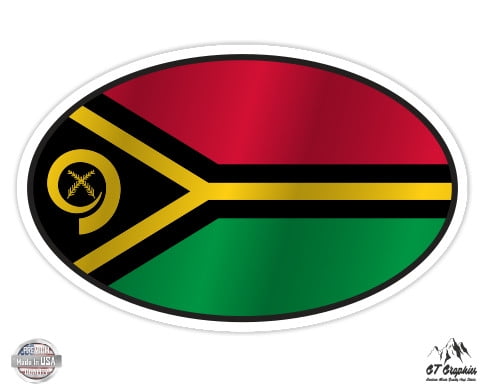 Vanuatu Flag Oval - 5" Vinyl Sticker - For Car Laptop I-Pad ...
