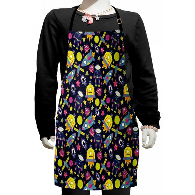 Alien Kids Apron, Vibrant Concept of Spaceships Planets Satellites and ...
