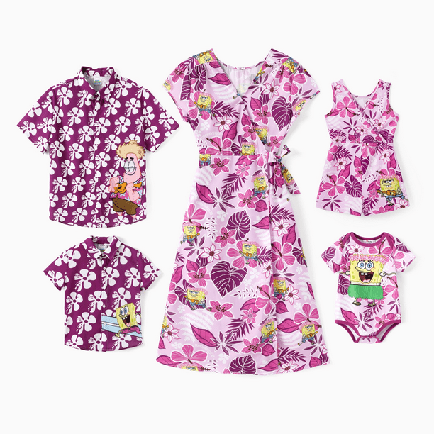 SpongeBob SquarePants Family matching Hawaii Style Floral Print Short ...