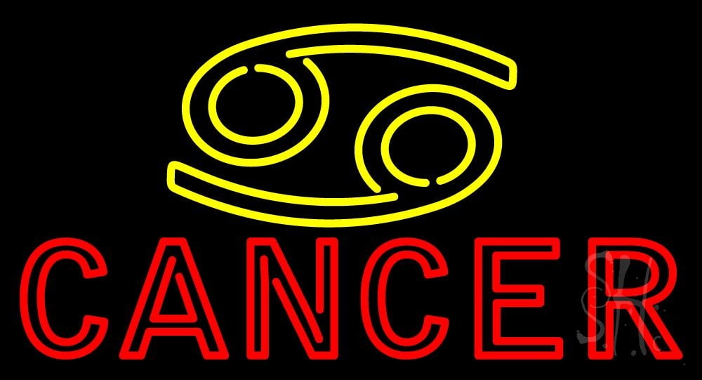 Yellow Zodiac Red Cancer LED Neon Sign 20" Tall x 37" Wide - inches ...