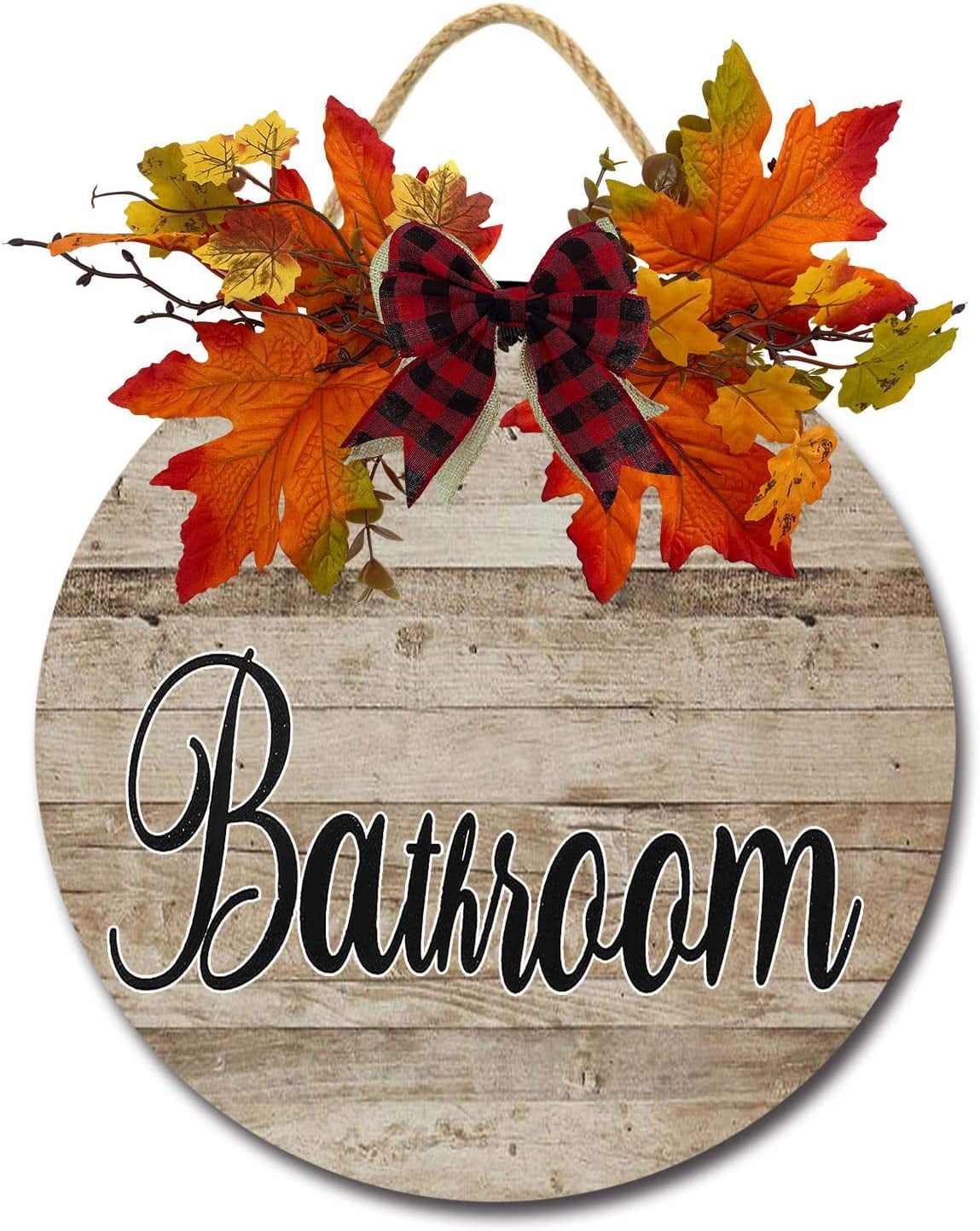 Eveokoki 12" Bathroom Sign,Hanging Wall Art, Decorative Wood Sign Home ...