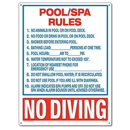 Poolmaster "Pool/Spa Rules" Sign for Residential or Commercial Swimming ...