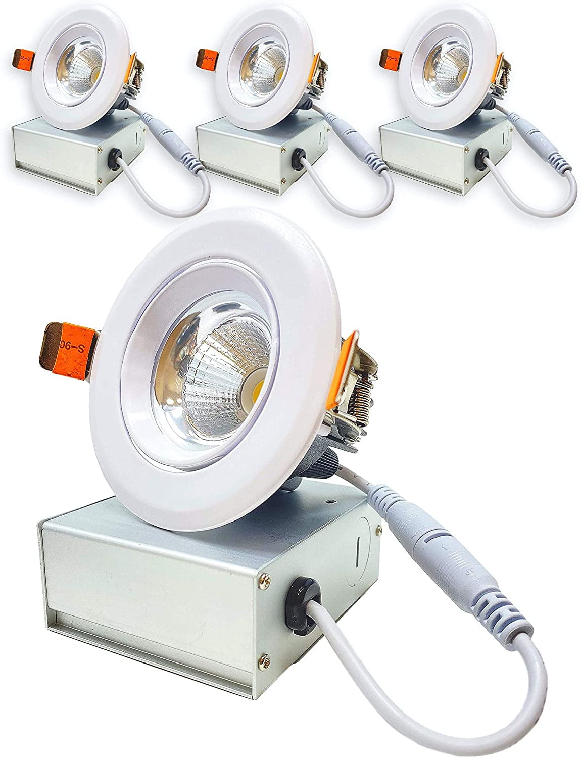 Light Blue USA 3 Inch LED Recessed Light with Junction Box, Gimbal ...