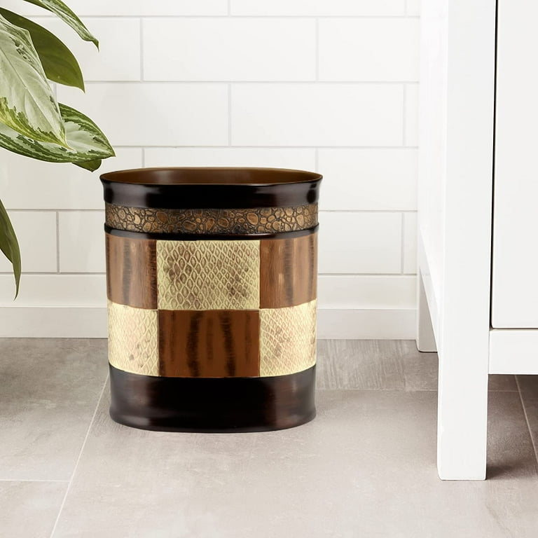 MDesign Decorative Round Small Trash Can Wastebasket, Garbage Contai