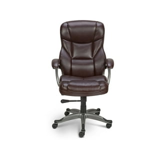 Serta Air Lumbar Bonded Leather Manager Office Chair, Brown Faux ...