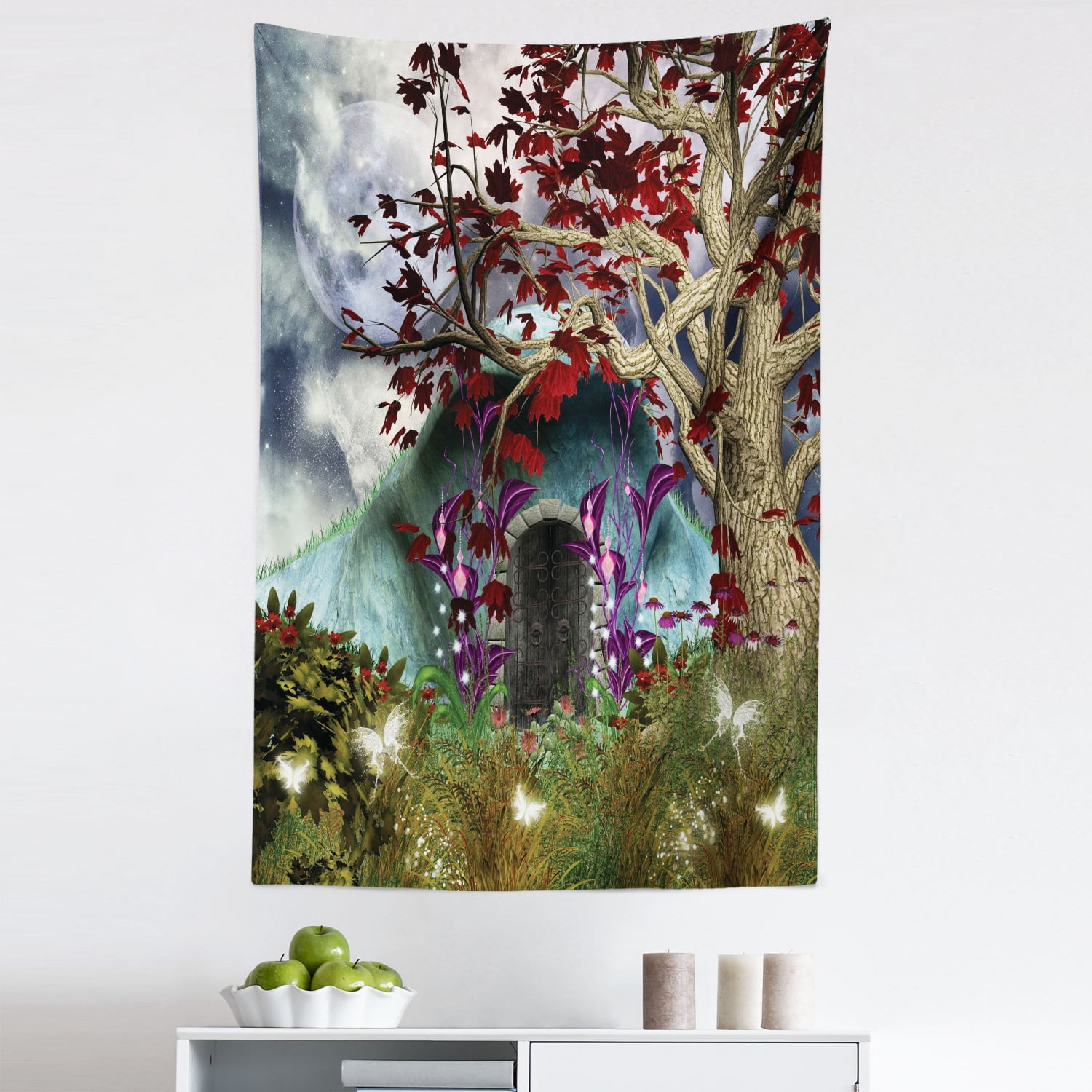Forest Tapestry, Dark Gothic Themed Scene with Magic Tree and Secret ...