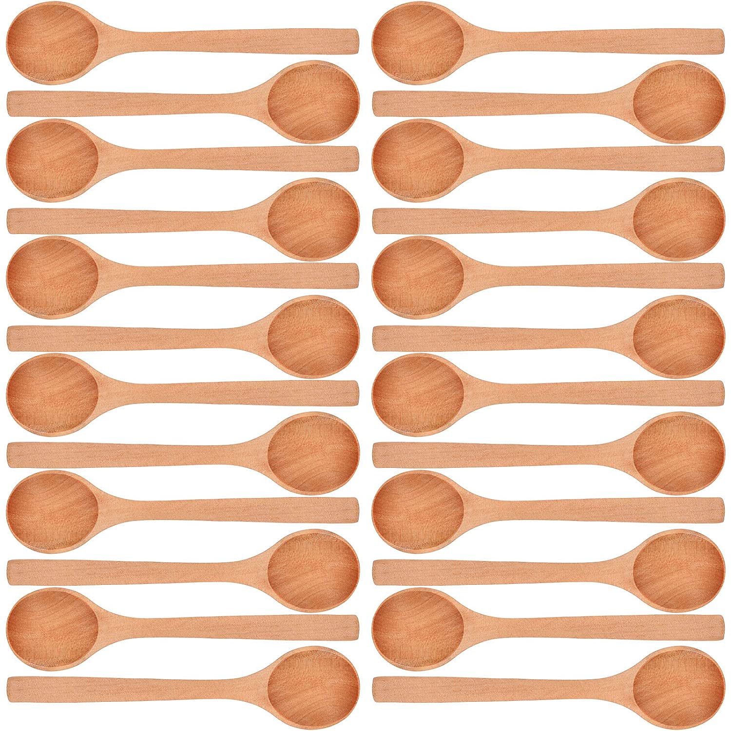 24 Pieces 6.7 Inch Wooden Spoons Condiments Salt Spoons Wooden Oval ...