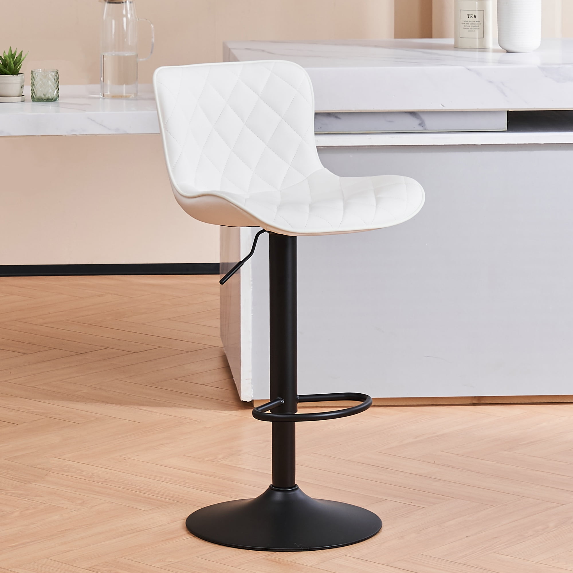 Kidol&Shellder Bar Stools 1 Pcs White Adjustable Swivel High Back ...