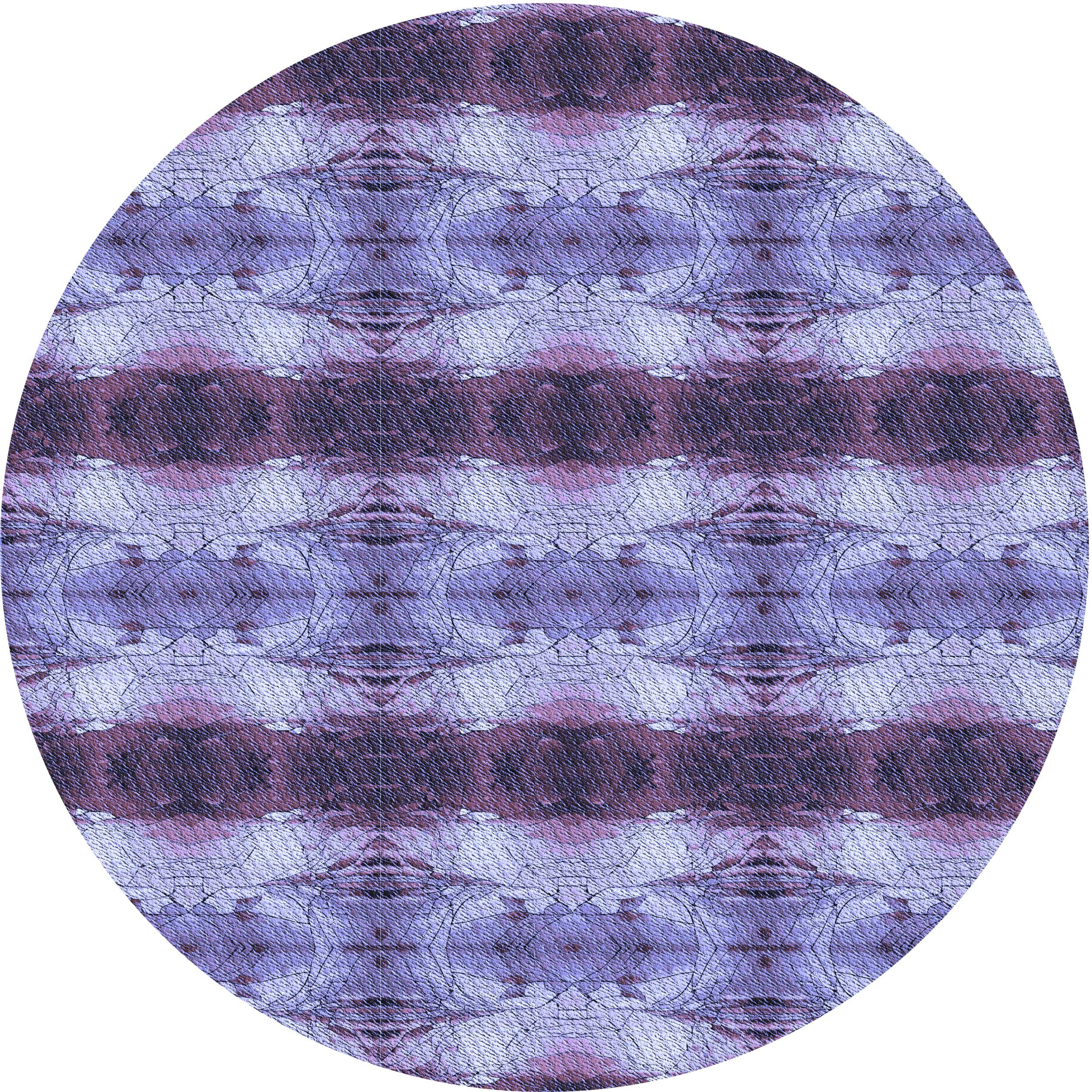 Ahgly Company Indoor Round Patterned Purple Mimosa Purple Area Rugs, 8 ...