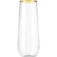 Munfix 48 Pack Gold Rim Stemless Plastic Champagne Flutes 9 Oz