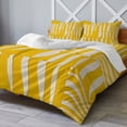 4 Piece Duvet Cover Set Full, Yellow White Stripes Soft Breathable ...