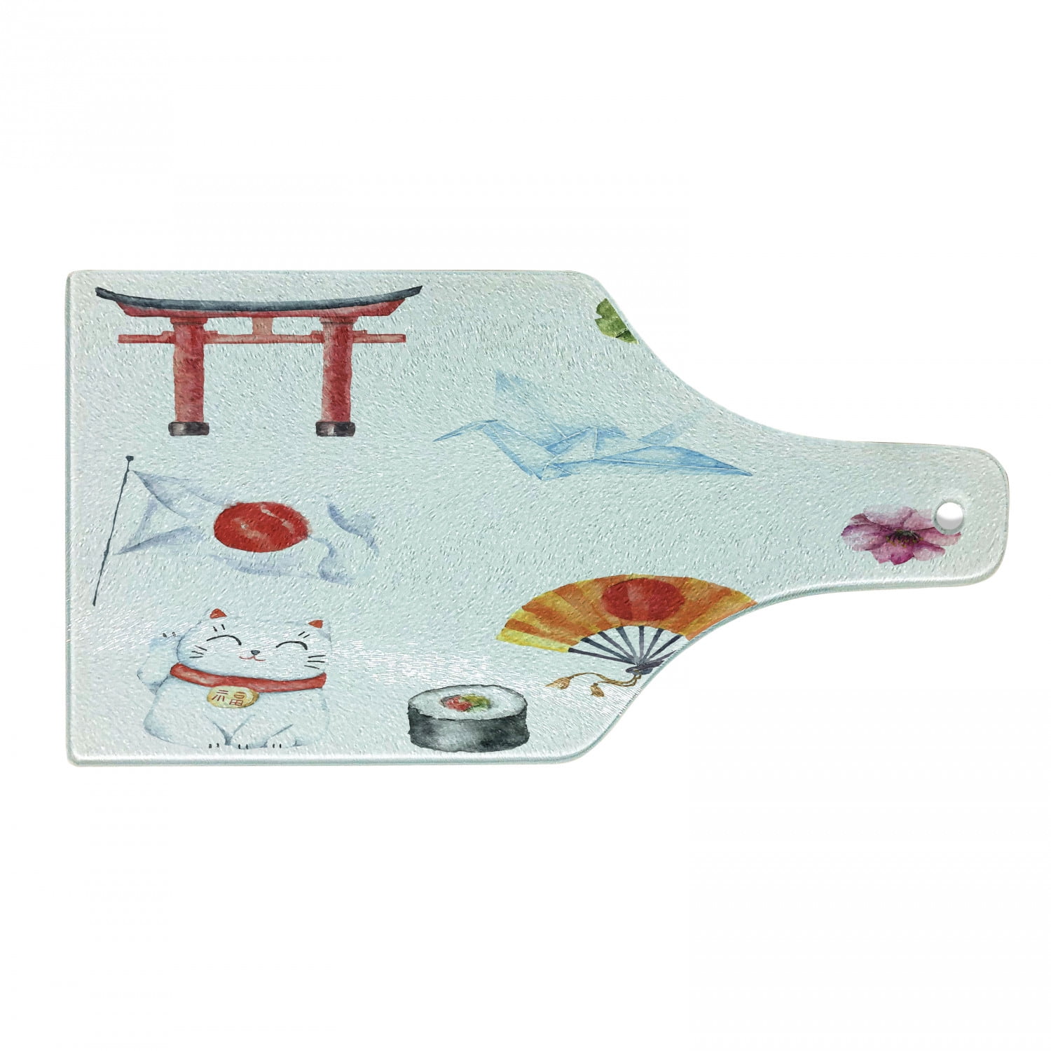Japanese Cutting Board, Hand Drawn Traditional Elements Watercolors ...