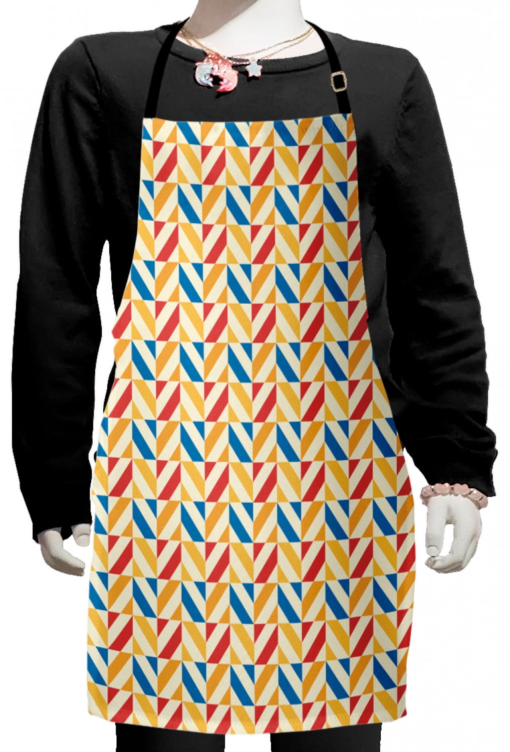 Retro Kids Apron, Checkered Pattern with Shabby Colored Diagonally ...
