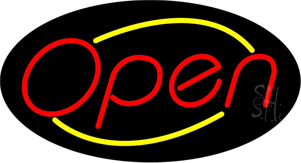 Red Open With Yellow Border Oval Animated LED Neon Sign 13 x 24 ...