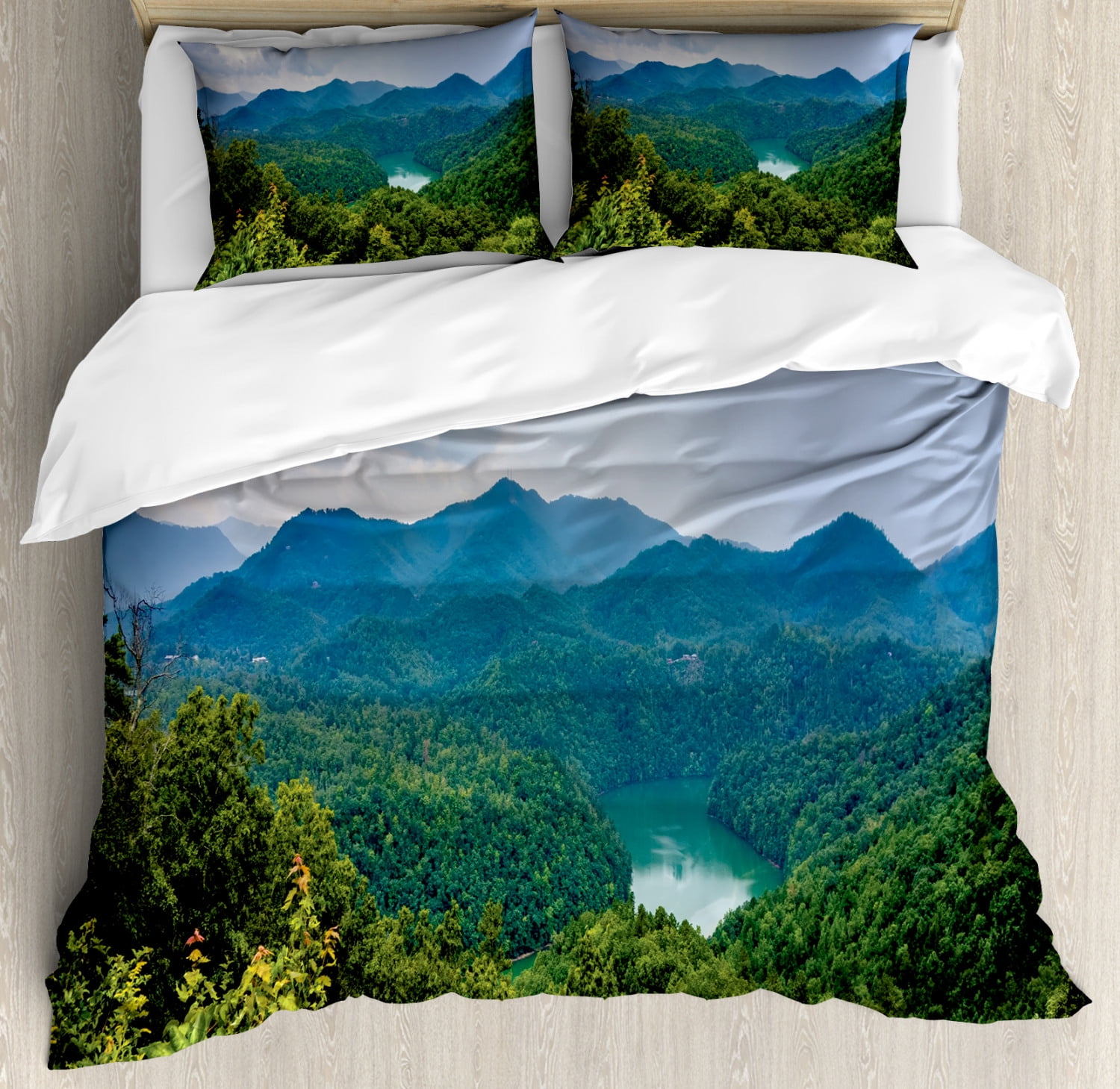 Appalachian Duvet Cover Set Queen Size, Breathtaking Aerial Scenery ...