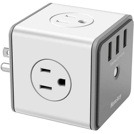 Huntkey Surge Protector 4 AC Wall Adapter, Multi Plug Outlets with 3 ...